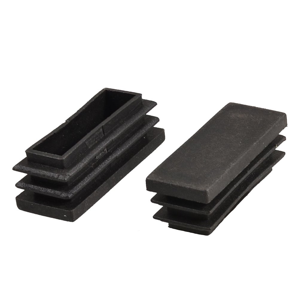 Black Plastic Rectangle Tube Inserts End Blanking Cap 20mm x 50mm 2 Pcs ...