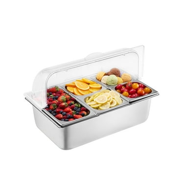 Countertop Ice Food Serving Display Container, 6 Pan Stainless Steel ...