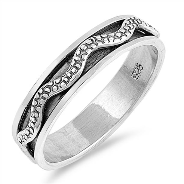 Wave Spinner Snake Oxidized Sterling Silver Ring 925 Jewelry Female ...