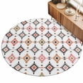 Abstract Boho Colorful Geometric Round Area Rug 3ft,Living Room Rug Non ...