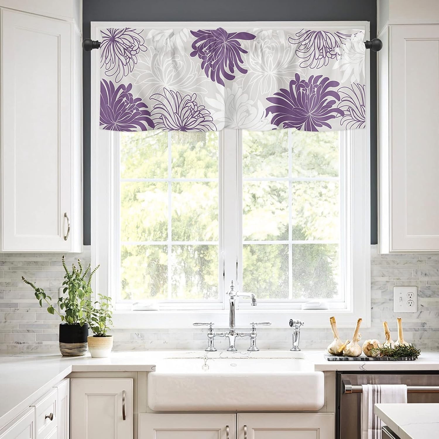 Click here for Stzqotoe Valance Curtain For Kitchen Windows Purpl... prices