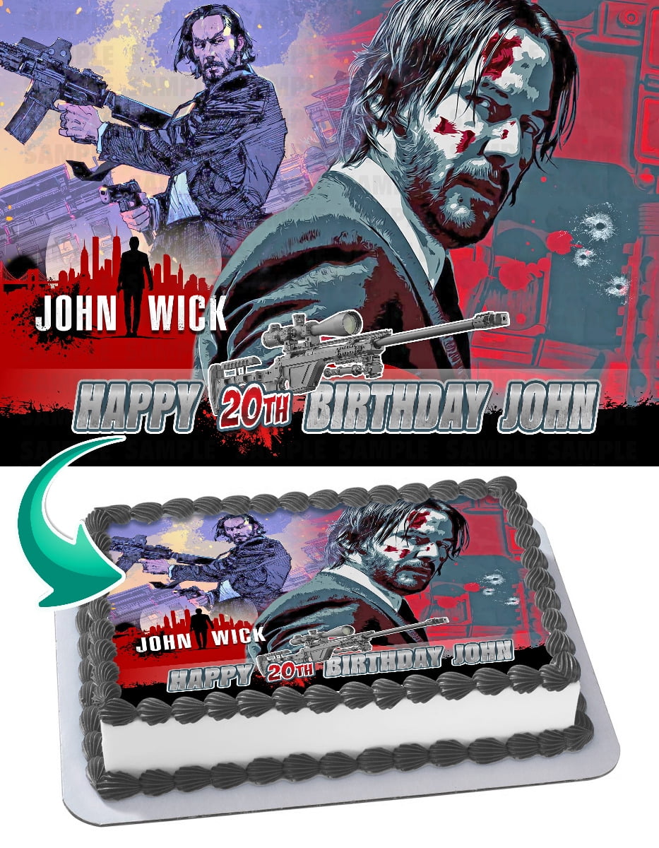 John Wick - Edible Cake Topper - 11.7 x 17.5 Inches 1/2 Sheet ...