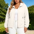 Jalioing Plus Size Jacket for Women Casual Lightweight Zip Up Hooded ...