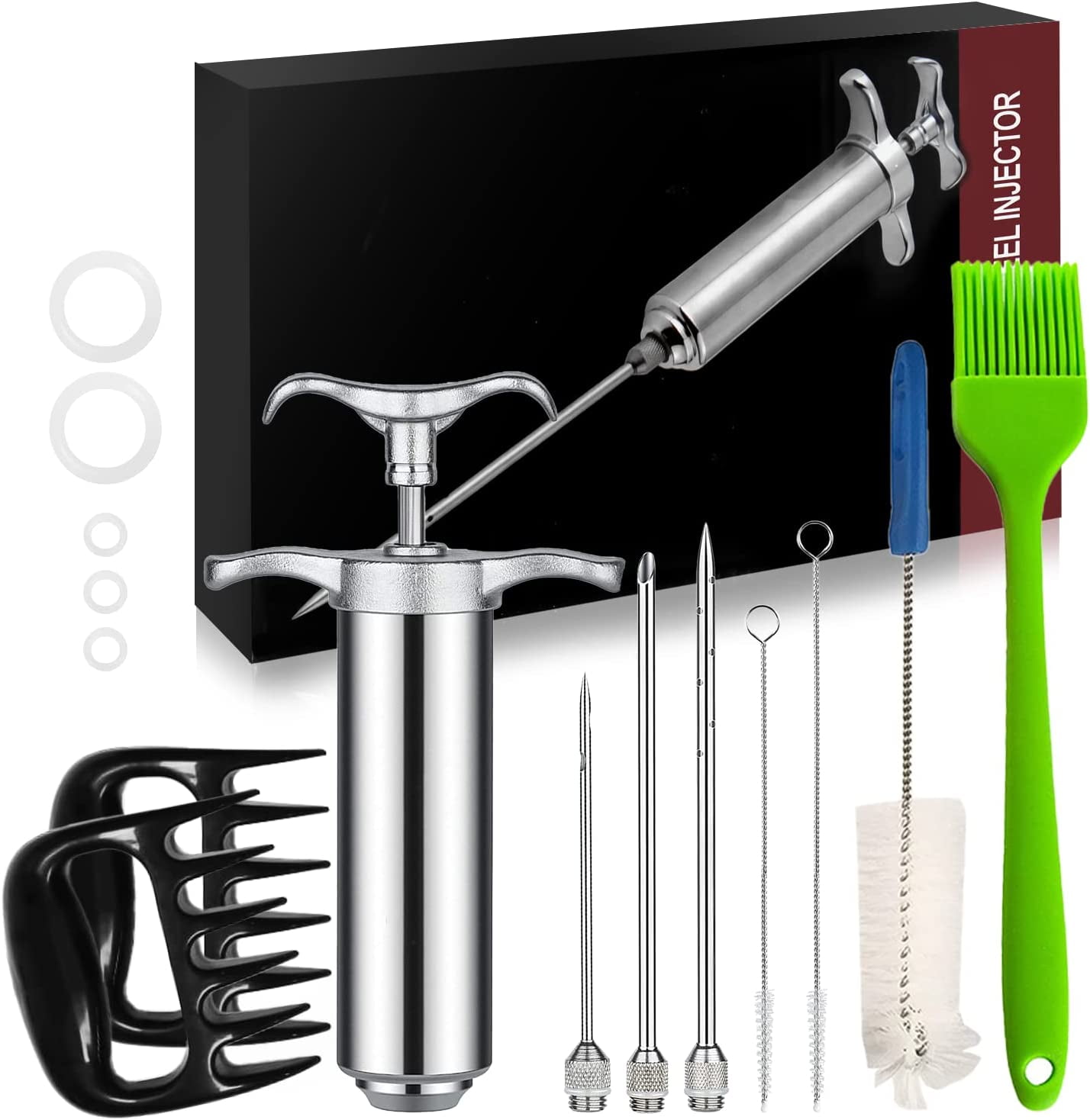 Markdang Meat Injector,304-Stainless Meat Injector Syringe Kit with 3 ...