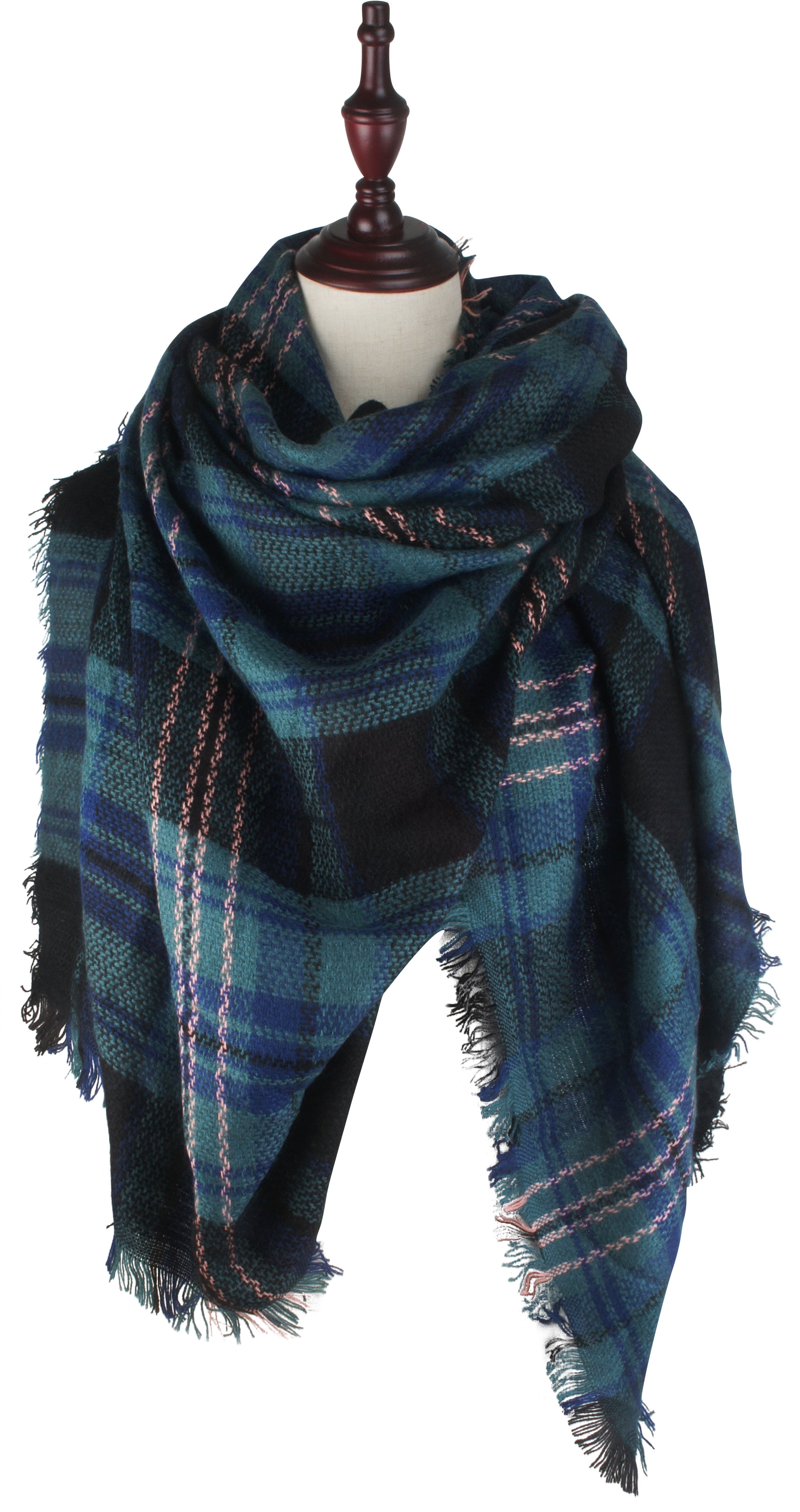 Women's Fall Winter Scarf Classic Tassel Plaid Tartan Scarf Warm Soft ...