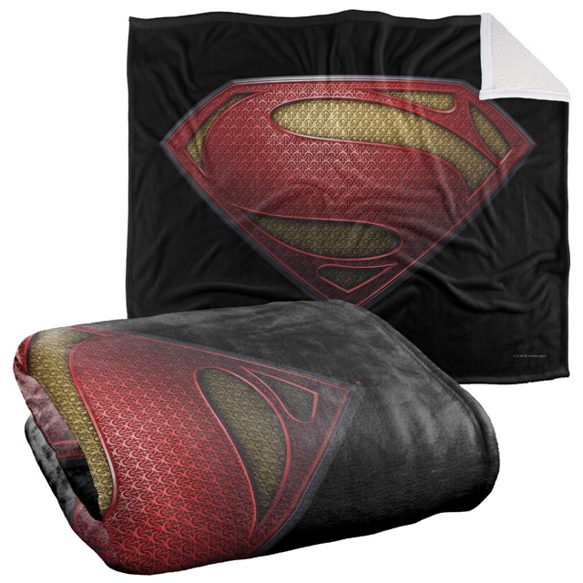 Superman Blanket, 50"x60", Man of Steel Shield Silky Touch Sherpa Back ...