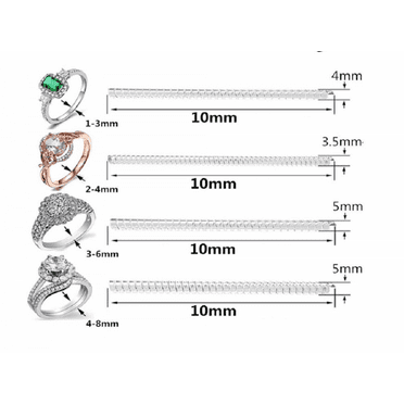 16Pcs Ring Size Adjuster Invisible Clear Ring Sizer Jewelry Fit Reducer ...