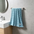 Coral Fleece Polyester Face Towel with Large Grid Pattern for Bathroom ...