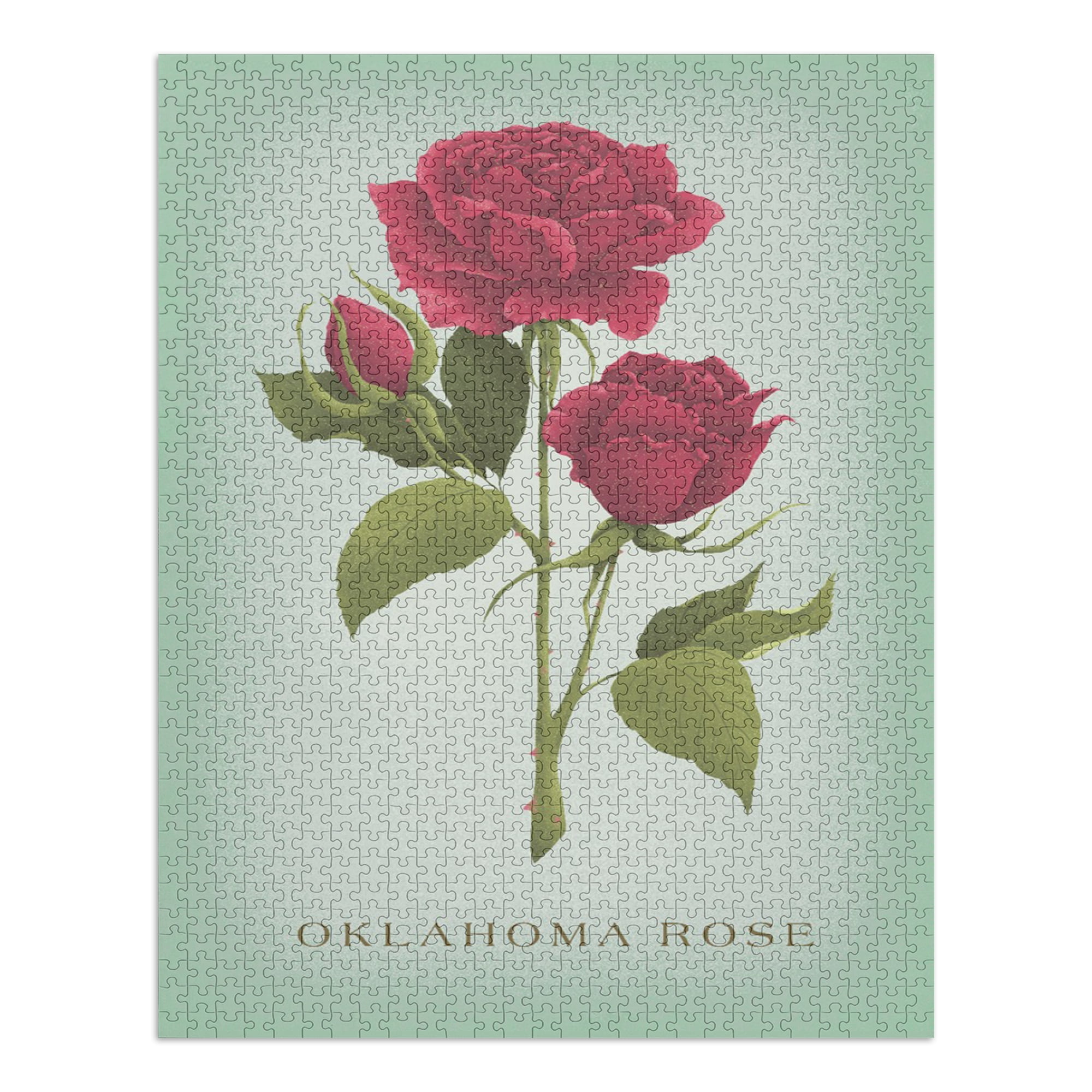 Oklahoma, Vintage Flora, State Series, Oklahoma Rose (1000 Piece Puzzle ...