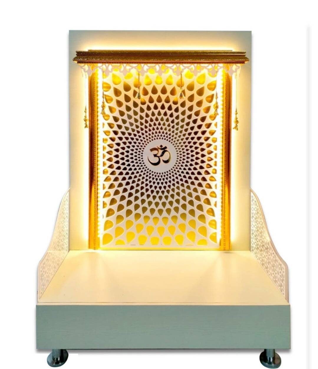 Wooden White Temple For Home And Office / Temple With LED Lights ...