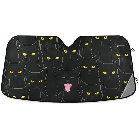 Black Cats With Yellow Eyes Seamless Auto Car Front Sunshade Windshield ...
