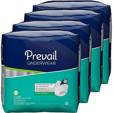 Prevail Maximum Absorbency Incontinence Underwear, 2X-Large, 12-Count ...