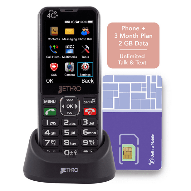 Jethro SC490 4G Unlocked Bar Style Senior and Kids Cell Phone and Phone ...