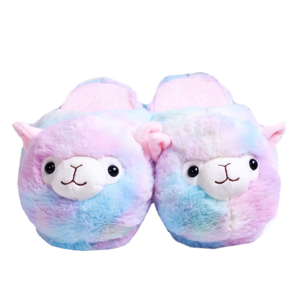 Cute Fuzzy Alpaca Plush Slippers- Animal Slippers Novelty Llama ...