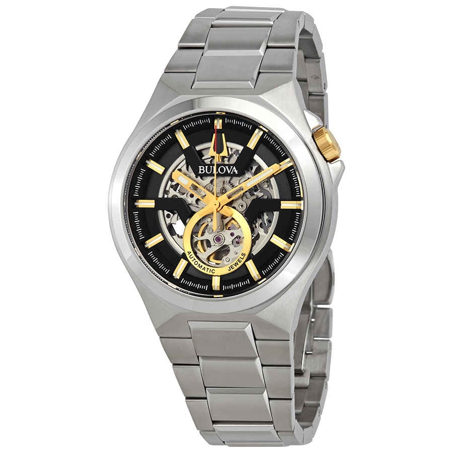 Bulova Maquina Black-Skeleton Dial Automatic Men's Watch 98A224 ...