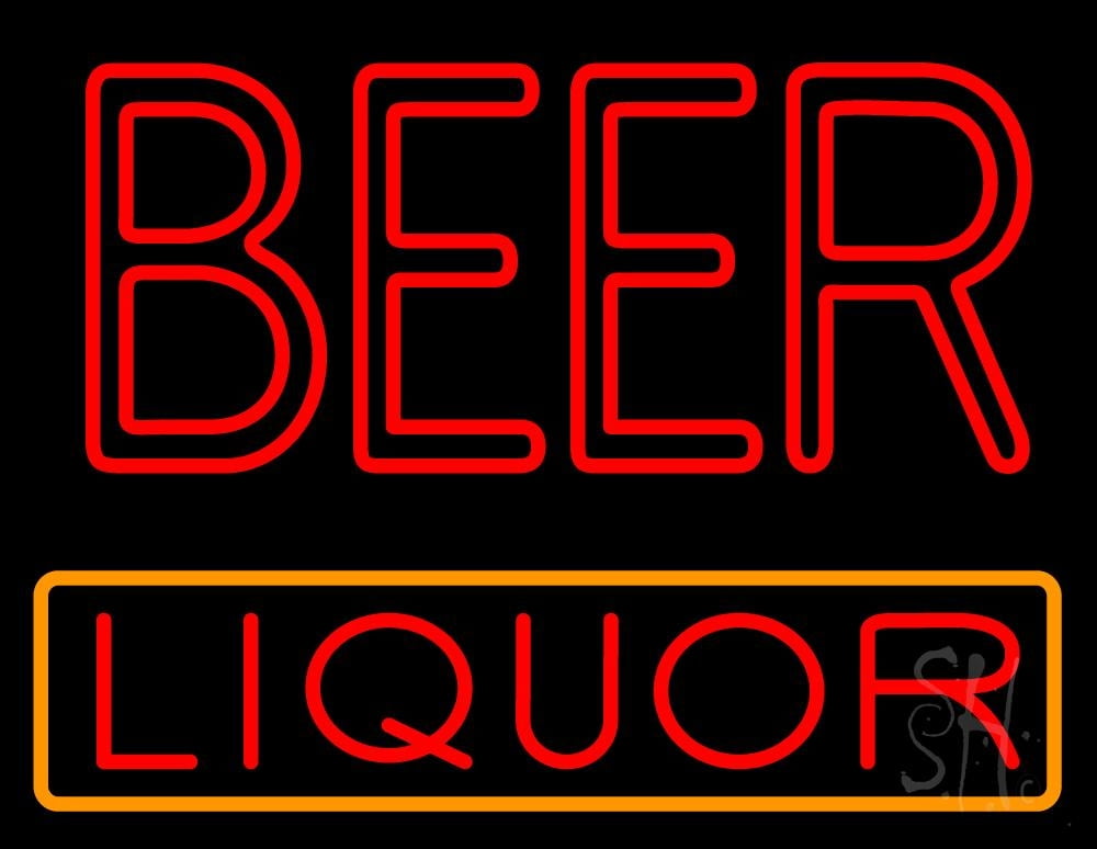 Red Double Stroke Beer Liquor LED Neon Sign 24 x 31 - inches, Clear ...