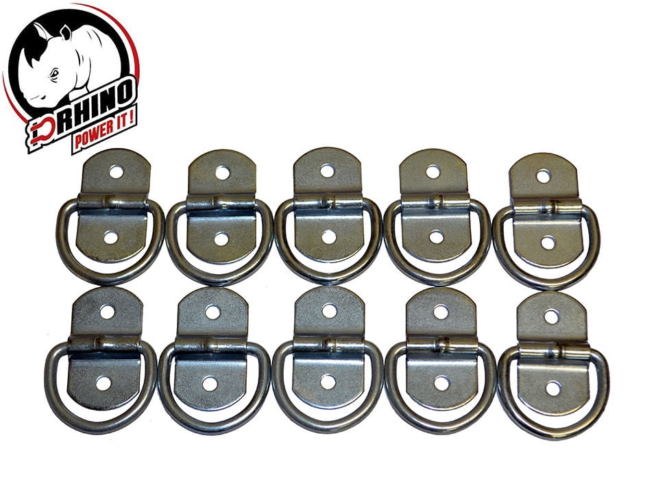(10) D-Rhino Rope Rings 1/4" Tie Down D-Ring Enclosed Trailer Cargo ...
