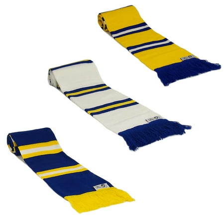 Retro Football Bar Scarf in Leeds United Colours White Blue Yellow ...