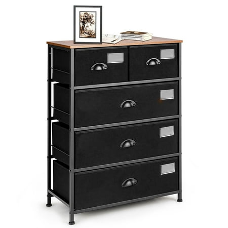 Giantex 5 Drawer Storage Dresser, Vertical 4 Tier Wide Storage ...