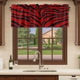 Abstract Tiger Print 2 Panels Kitchen Valance, Red Black Animal Fur ...