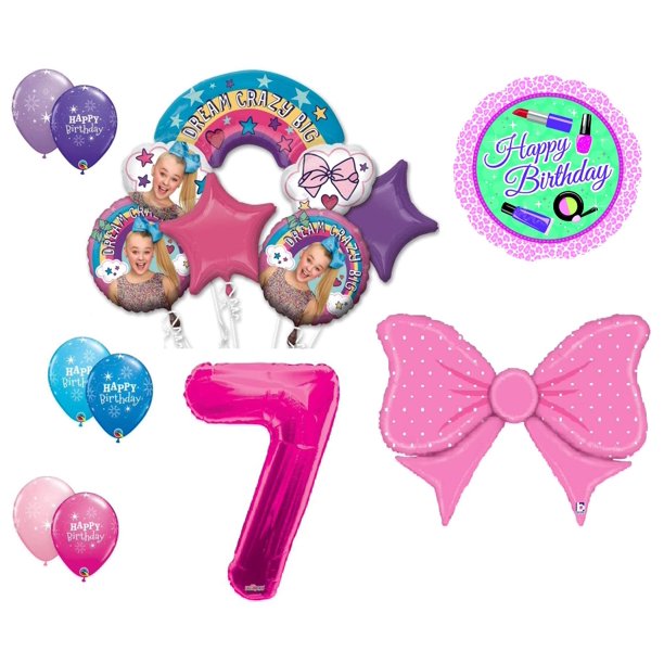 Jojo Siwa 7th "7" Pink Bow Happy Birthday Party Dream Crazy Decoration ...
