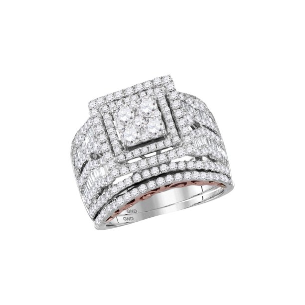 Fb Jewels 14kt Two Tone Gold Womens Round Diamond Bridal Wedding