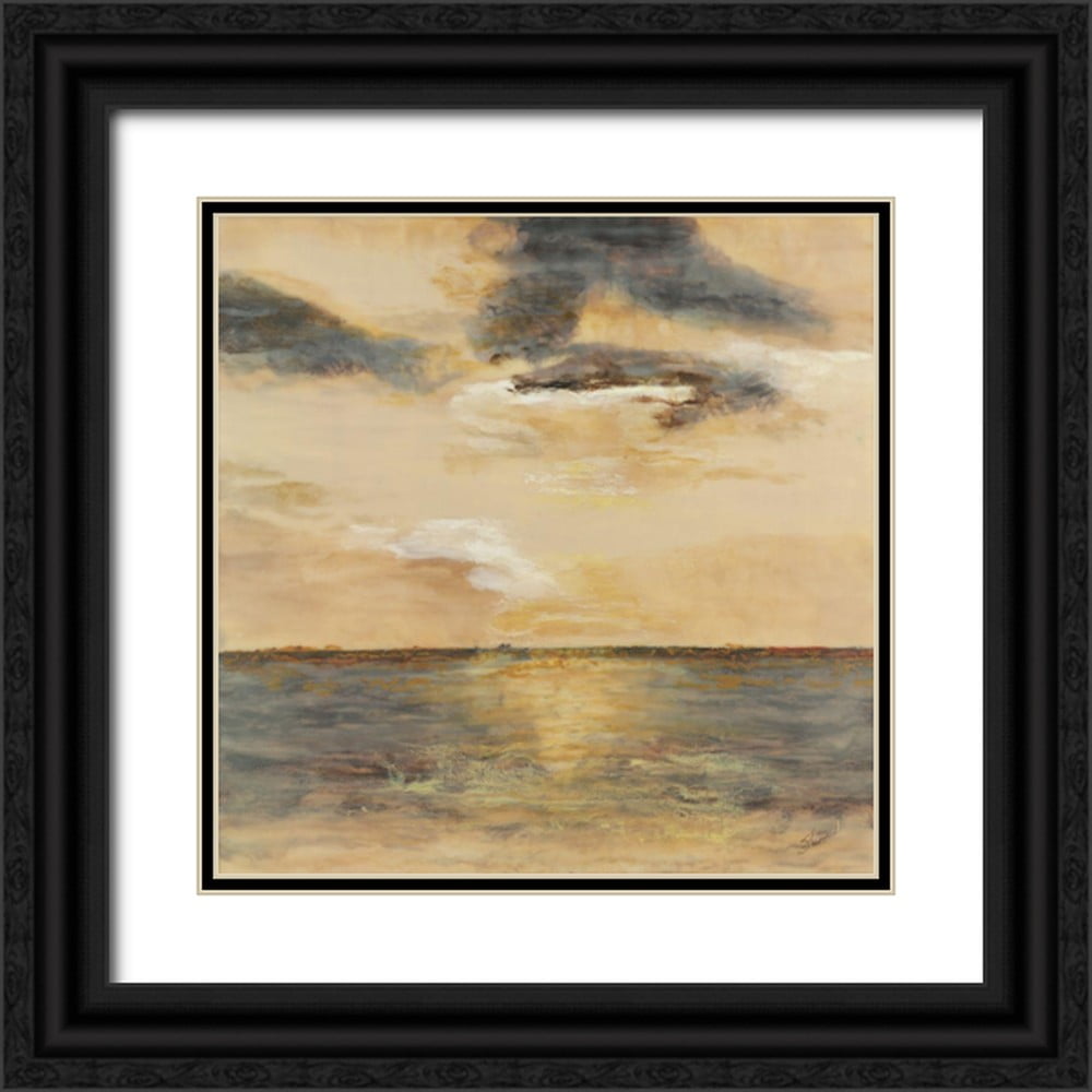 Shanti, Shima 20x20 Black Ornate Wood Framed with Double Matting Museum ...