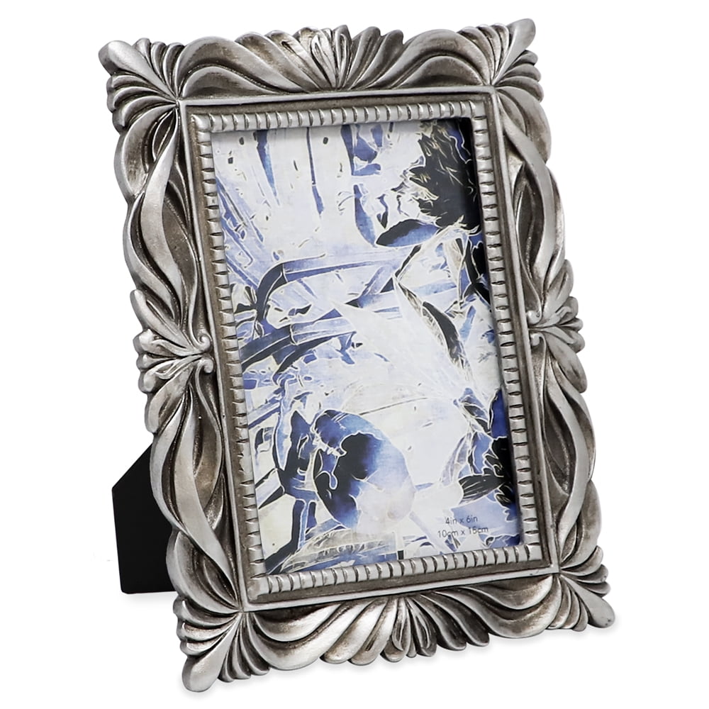Isaac Jacobs 4x6 Silver Wave Picture Frame, for Tabletop Display ...