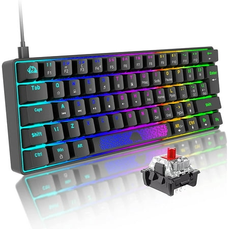 Portable 60% Mechanical Gaming Keyboard Type C Wired 62 Keys USB ...