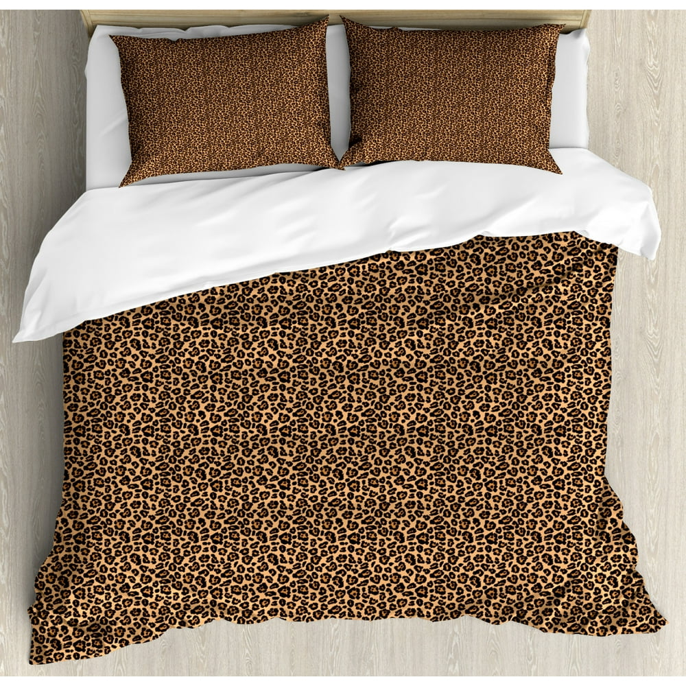 Leopard Print Queen Size Duvet Cover Set Leopard Texture Illustration