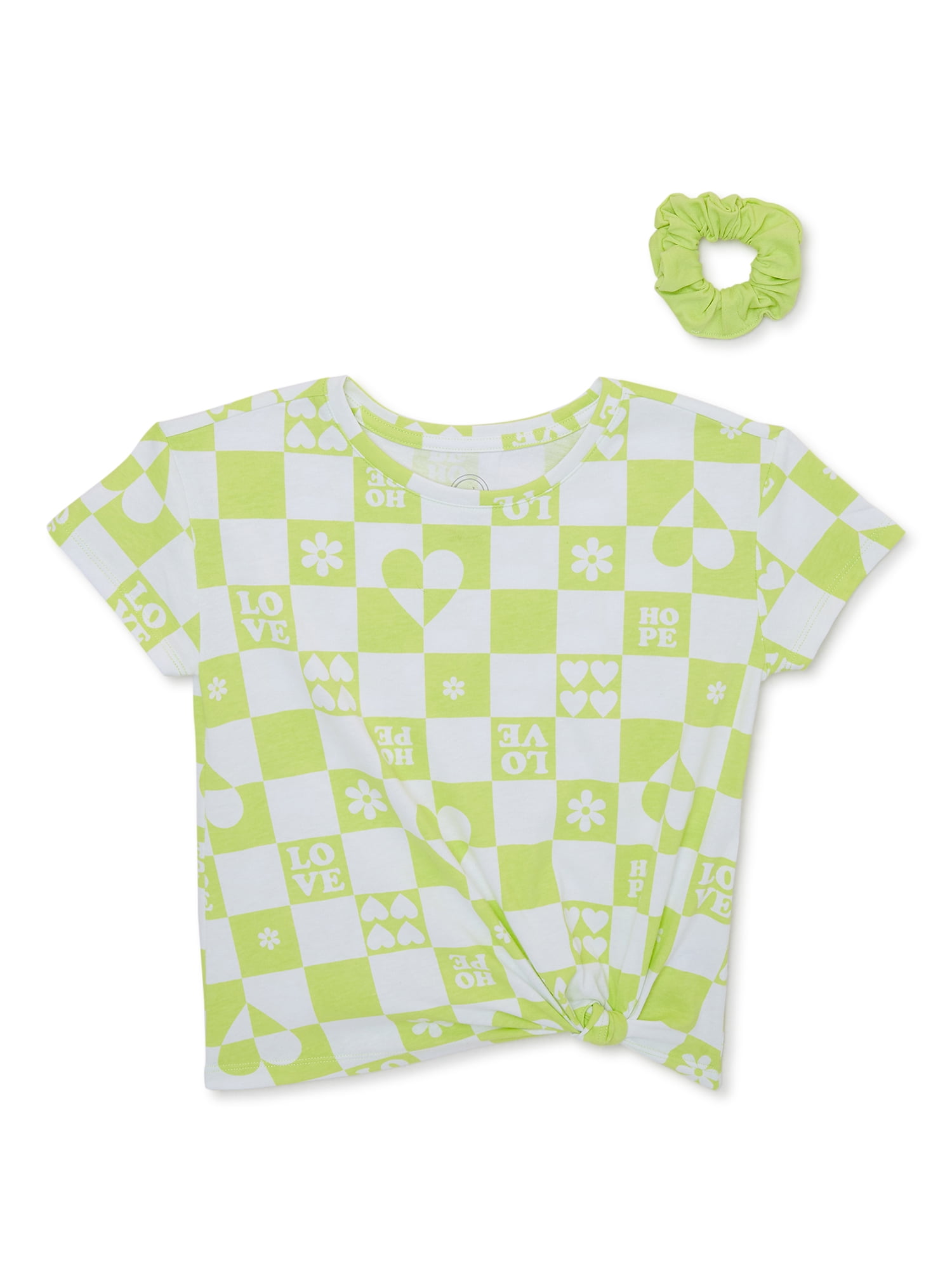 Wonder Nation Girls Short Sleeve Scrunchie Top, Sizes 4-18 & Plus ...