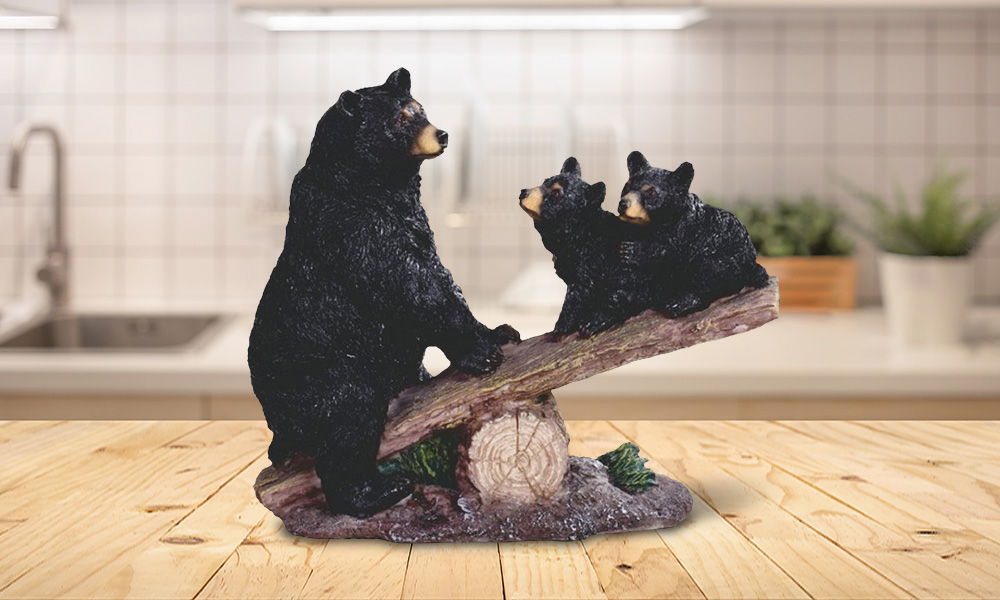 ICE ARMOR 8.5"W Black Bear with Cubs Playing on Seesaw Bear Family ...