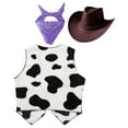 vastwit Cowboy Costume Kids Cowgirl Cosplay Outfits Cow Print Vest with Bandanna and Hat Set for ...