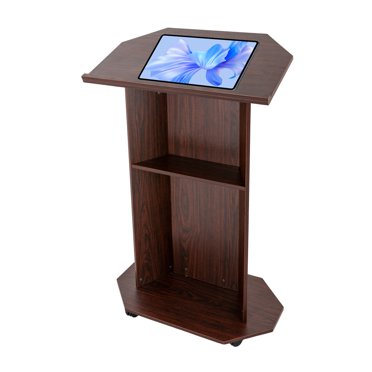 Safco Mahogany Executive Mobile Lectern Podium with Adjustable Wooden ...