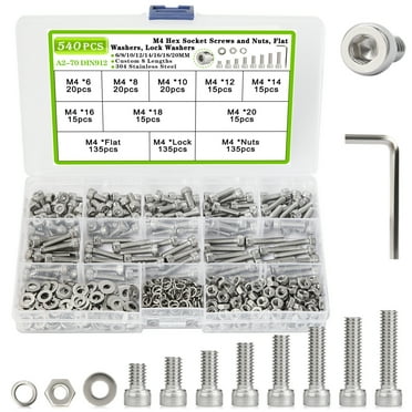 272PCS Heavy Duty Bolts and Nuts Assortment Kit, 1/4, 5/16, 3/8 Machine ...