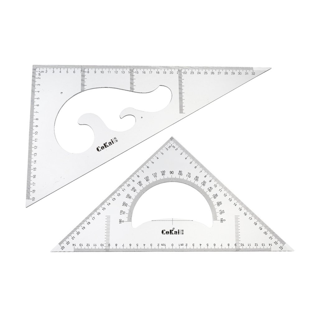 Triangle Ruler Square Set with Built-in Protractor 32cm 30/60 23cm 45/ ...