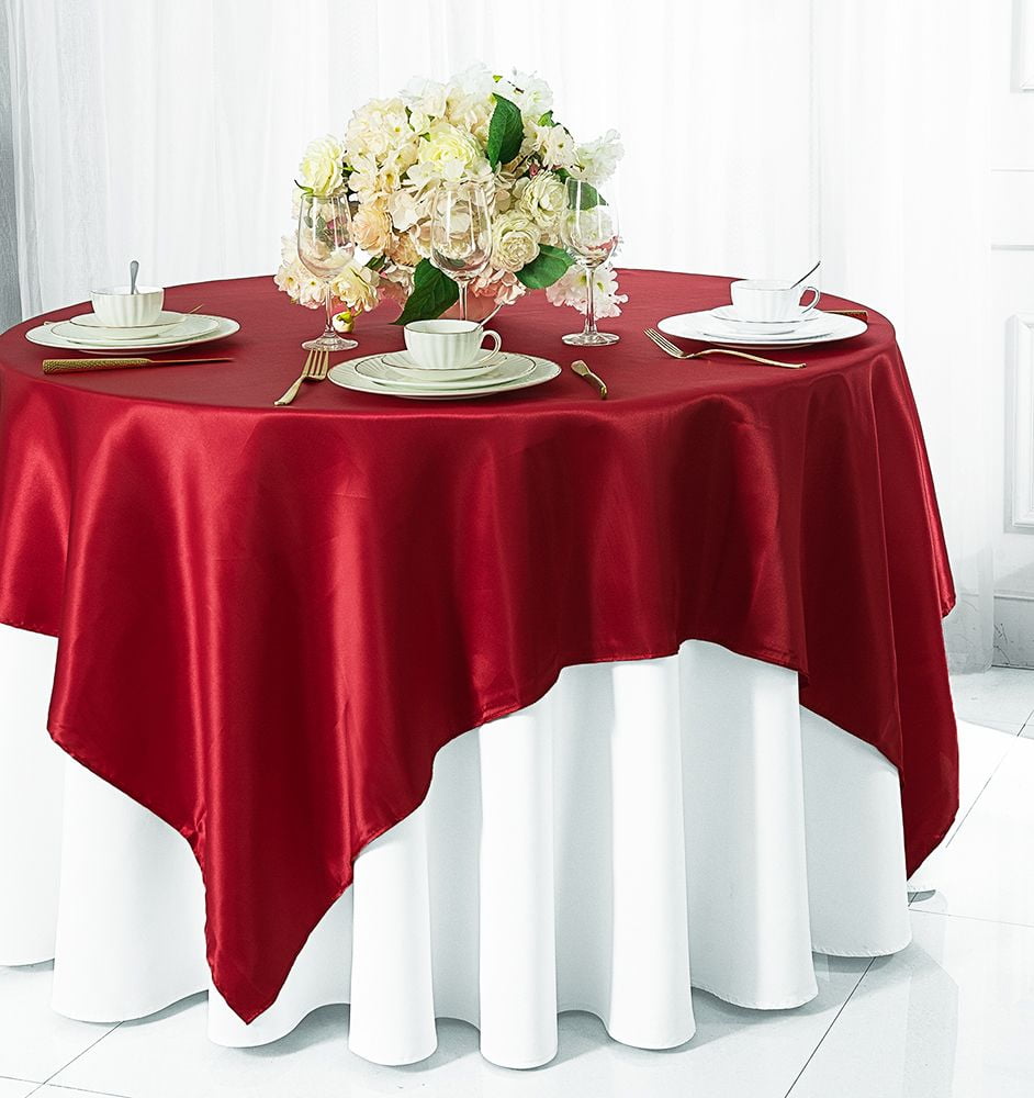 Wedding Linens Inc. (2 pcs) 54 inch Satin Square Table Overlay Topper ...