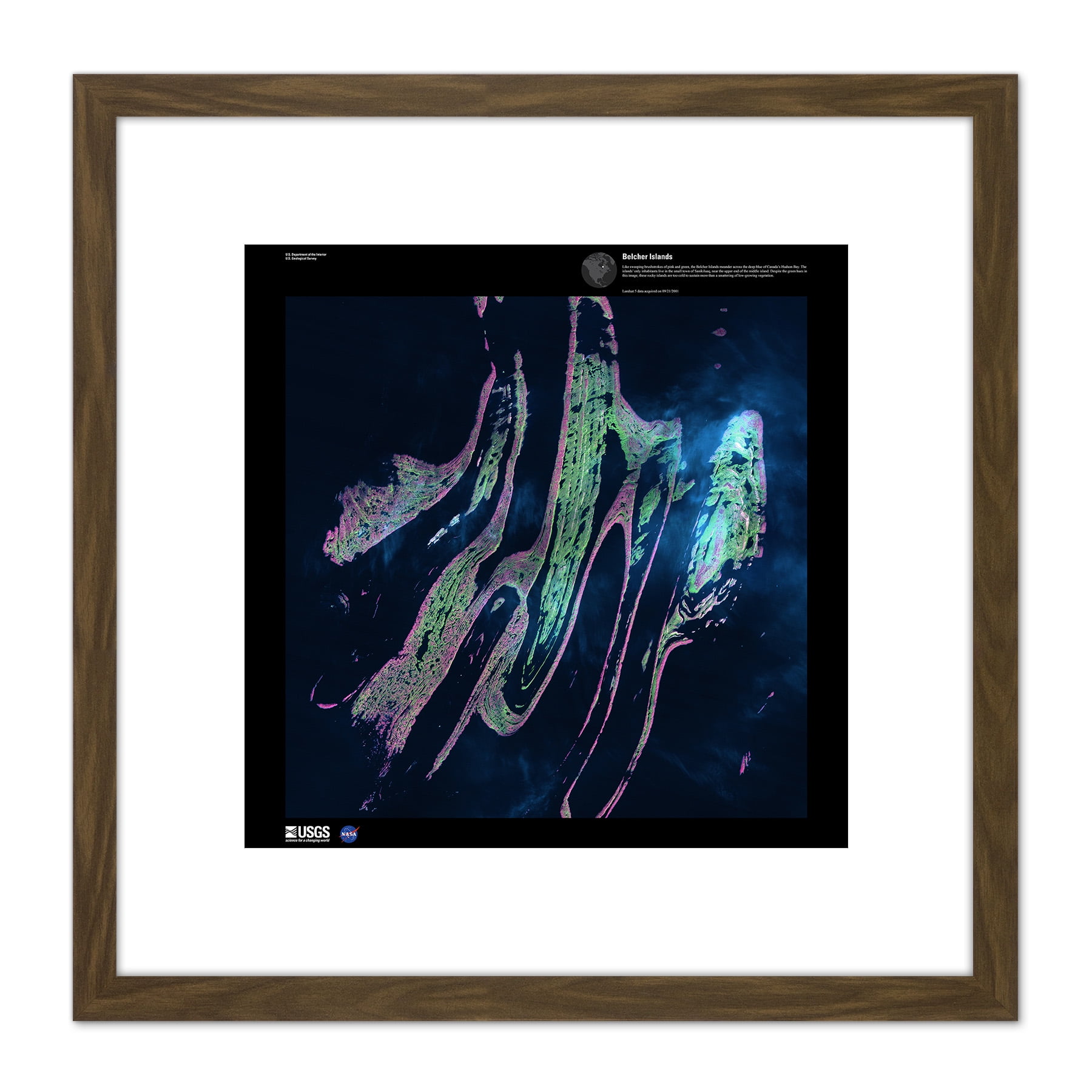 Science Map Satellite Belcher Island Canada Replica 8X8 Inch Square ...