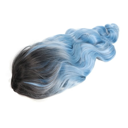 Long , Gradient Blue Middle Part Long Wavy For Party For Halloween ...