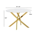 Best Quality Furniture Circle White Faux Marble Glass Dining Set w ...