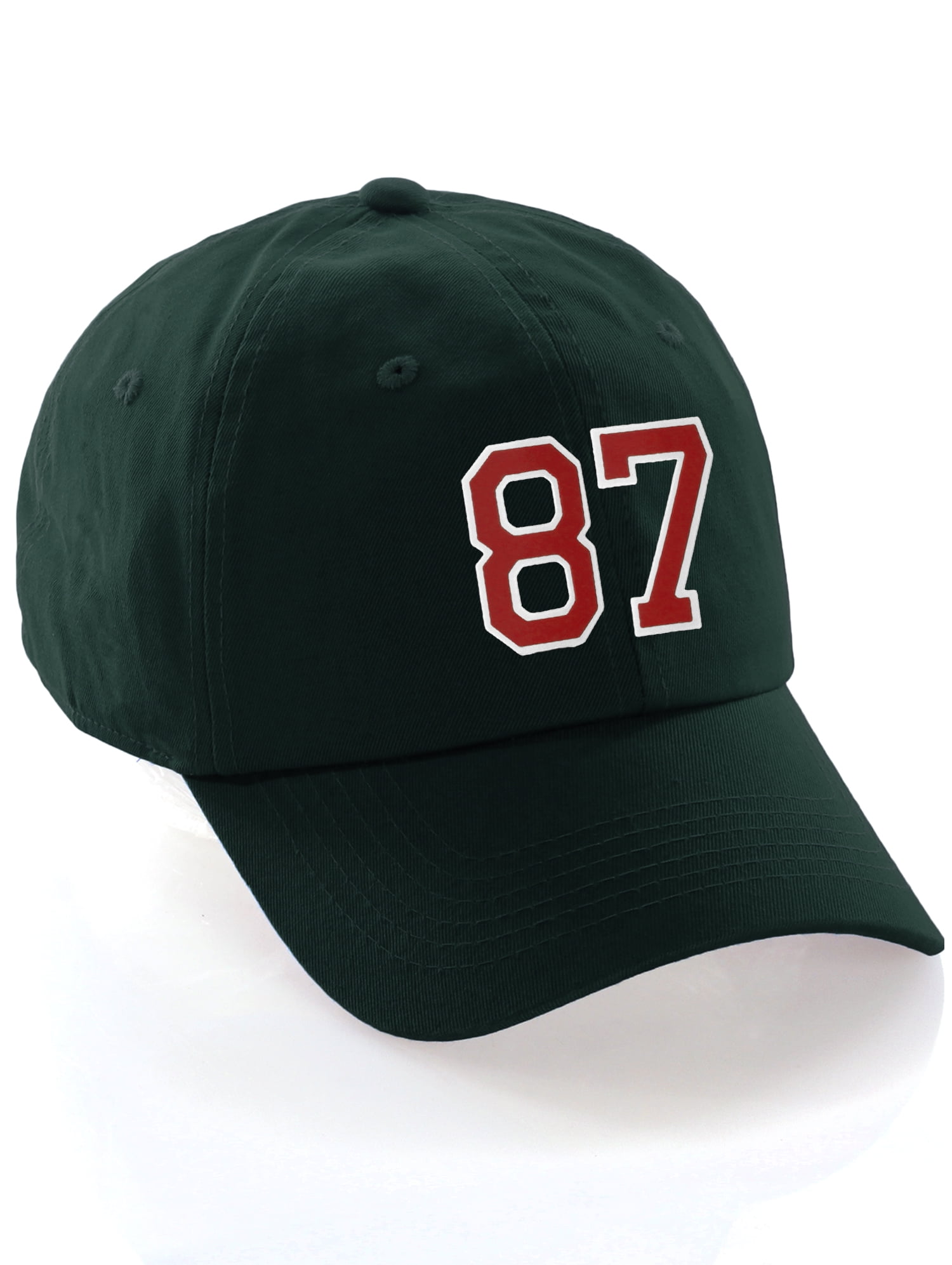 Customized Number Hat 00 to 99 Team Colors Baseball Cap, Dk Green Hat ...