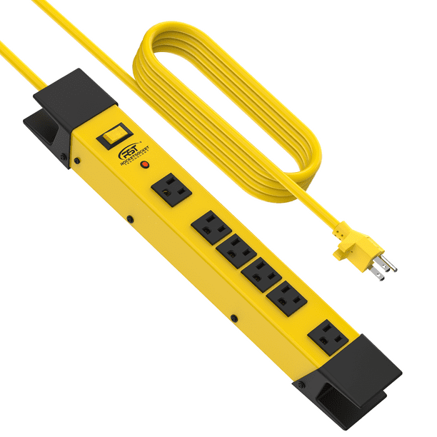 CRST Wide-Spaced 6-Outlet Metal Heavy Duty Surge Protector Power Strip ...