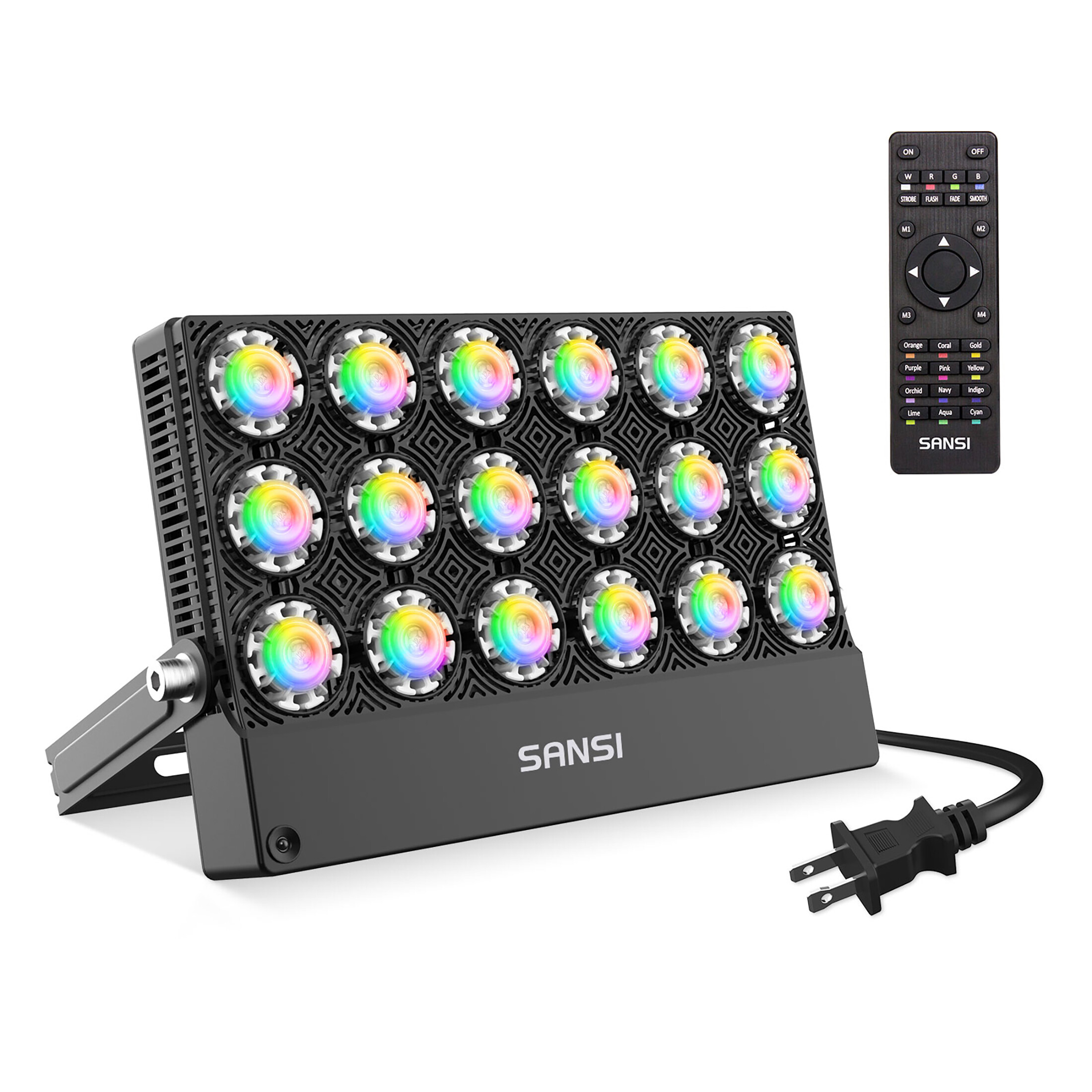 SANSI 100 Watts LED Flood Light Outdoor, RGB Color Changing Exterior ...