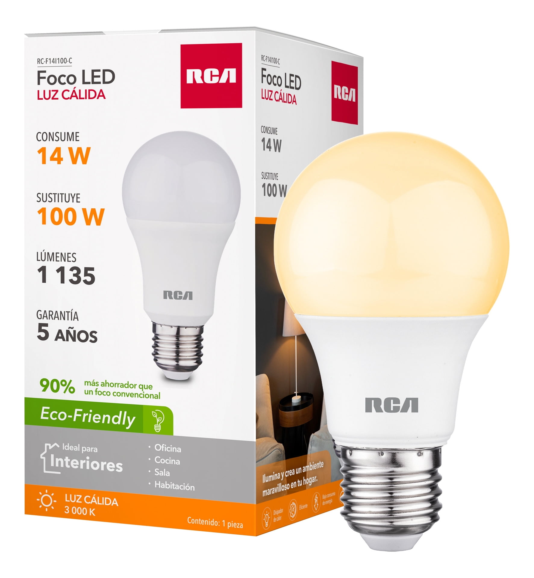 RCA Foco LED Luz Cálida 14W RC-F14I100-C | Walmart en línea