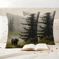Bear Forest Outdoor Waterproof Pillow Covers, Foggy Pine Trees Grey ...