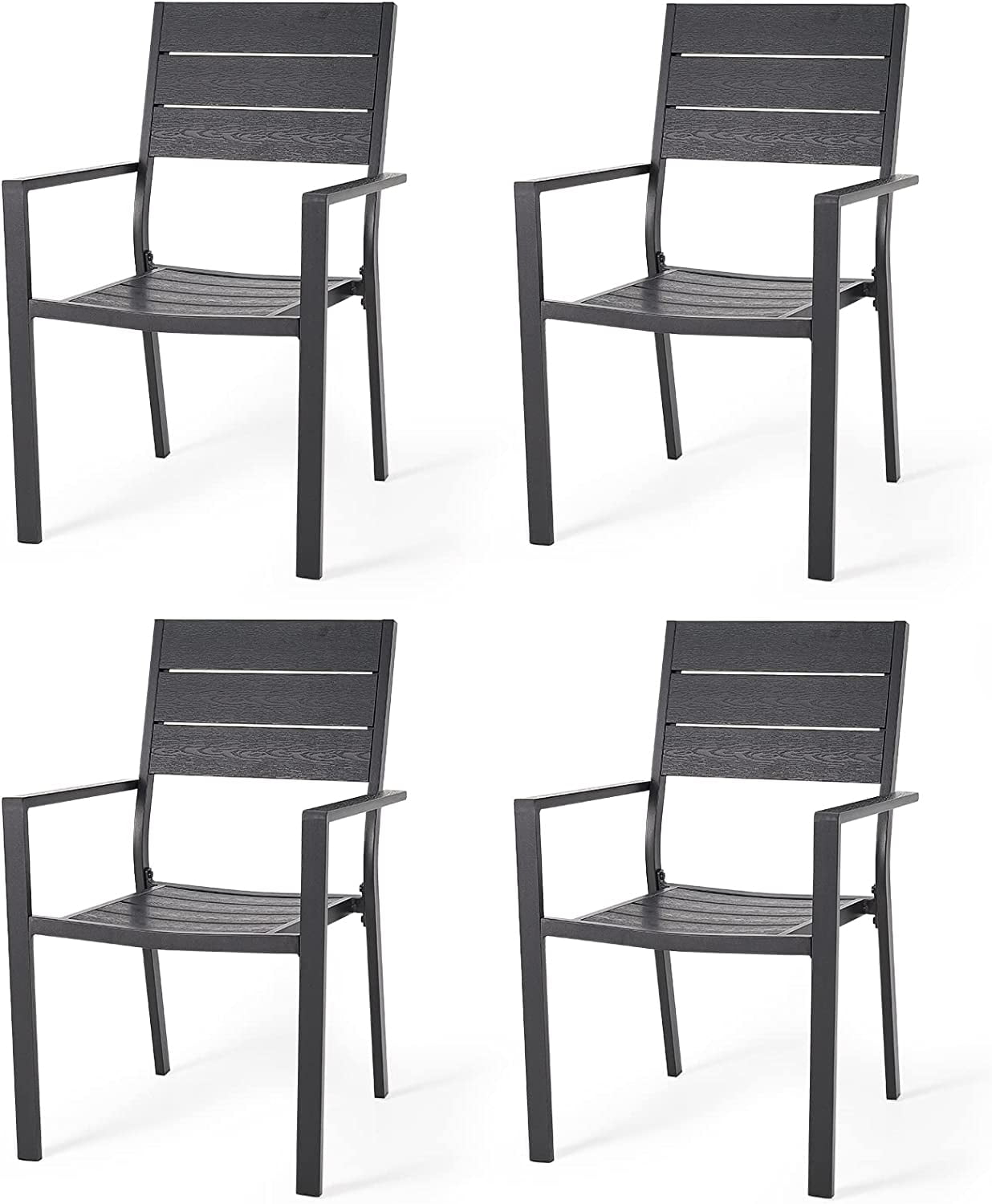 AECOJOY Outdoor Patio Dining Chairs, Stackable Arm Chairs-Aluminum ...
