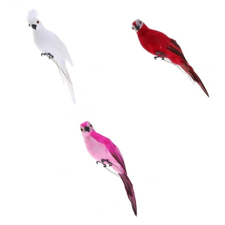 3 Pieces Realistic Macaw Parrot Artificial Animal Ornament Toy ...
