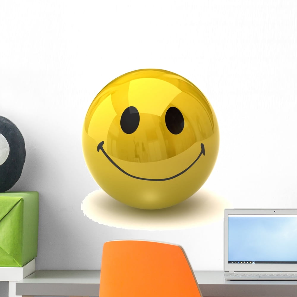 Happy Smiley Wall Mural by Wallmonkeys Peel and Stick Graphic (18 in H ...