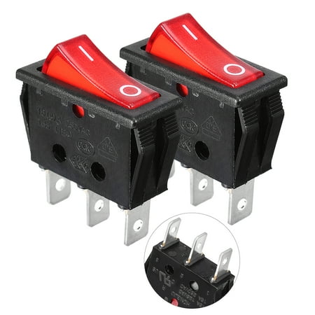 KCD7 T125/55 16(4)A/250VAC 3 Terminal Red Light ON-OFF I/O Rocker ...