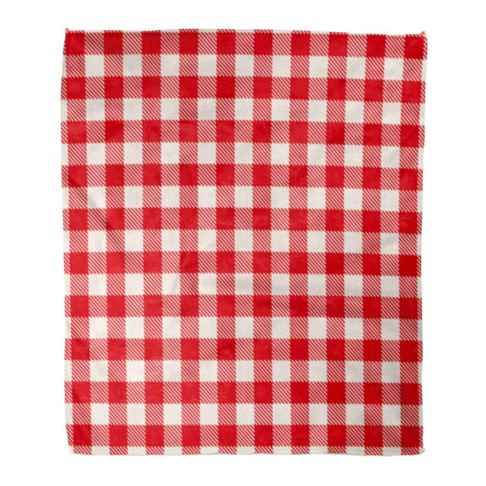 ASHLEIGH Flannel Throw Blanket Gingham Red and White Plaid Pattern ...